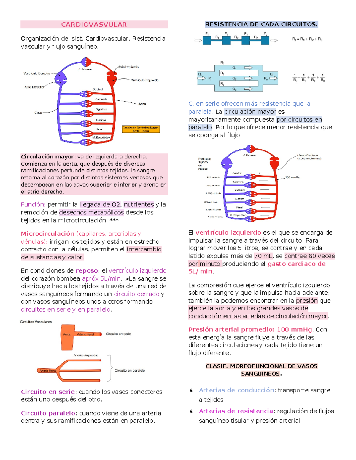 Fisiología Cardiovascular (FISIOL 101): Flujo sanguíneo y resistencia ...