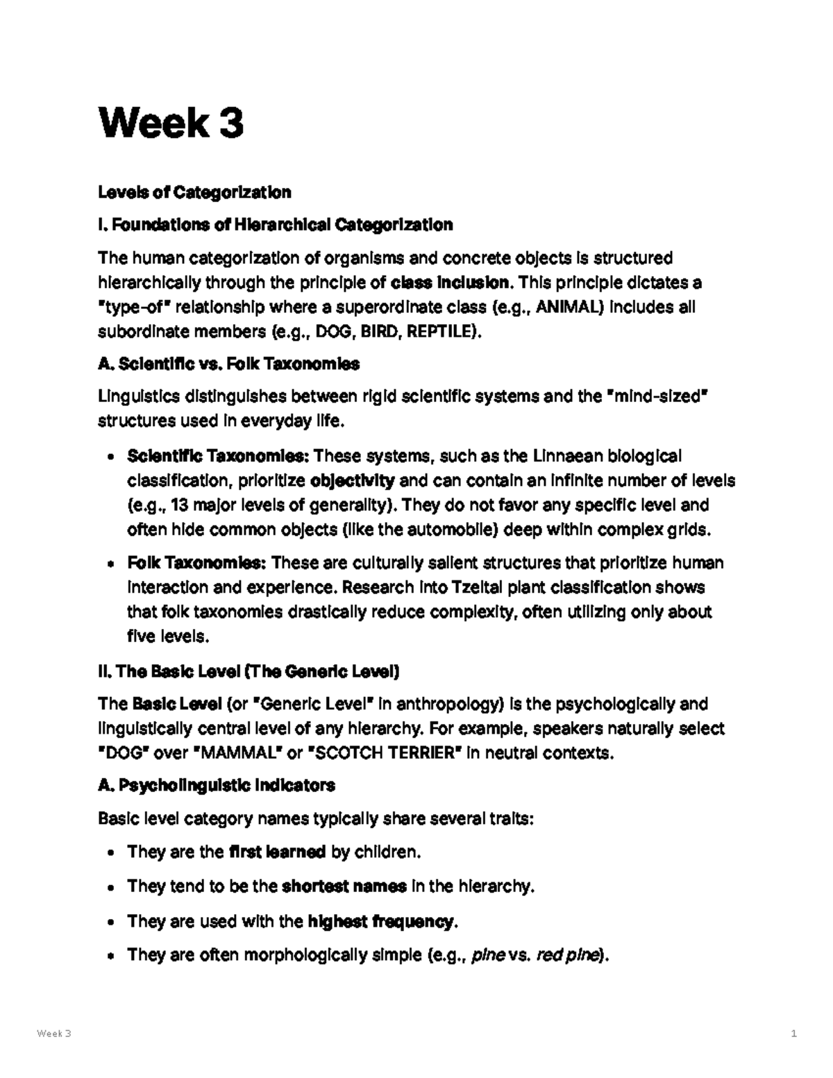 Week 3 Lecture: Hierarchical Categorization Foundations - Studocu