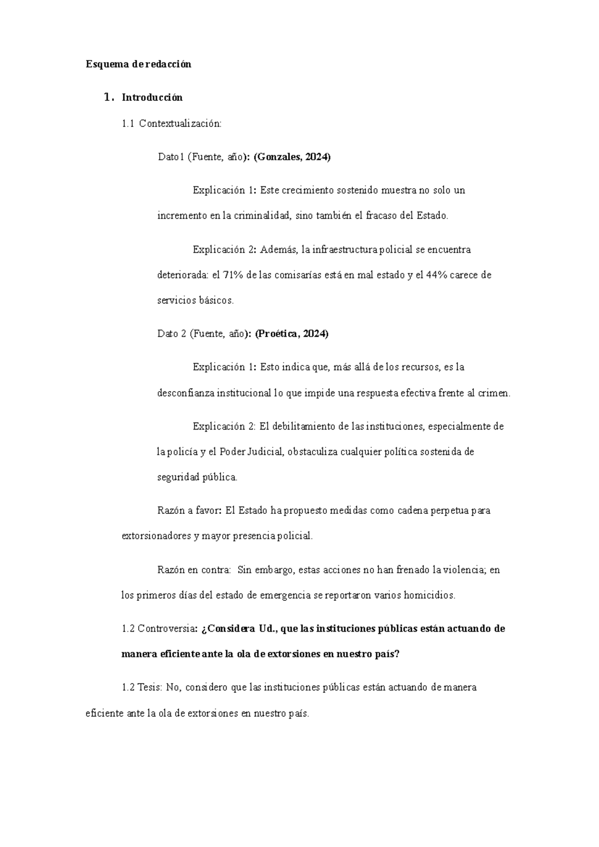 Esquema de Redacción: Eficiencia de Instituciones Públicas ante ...