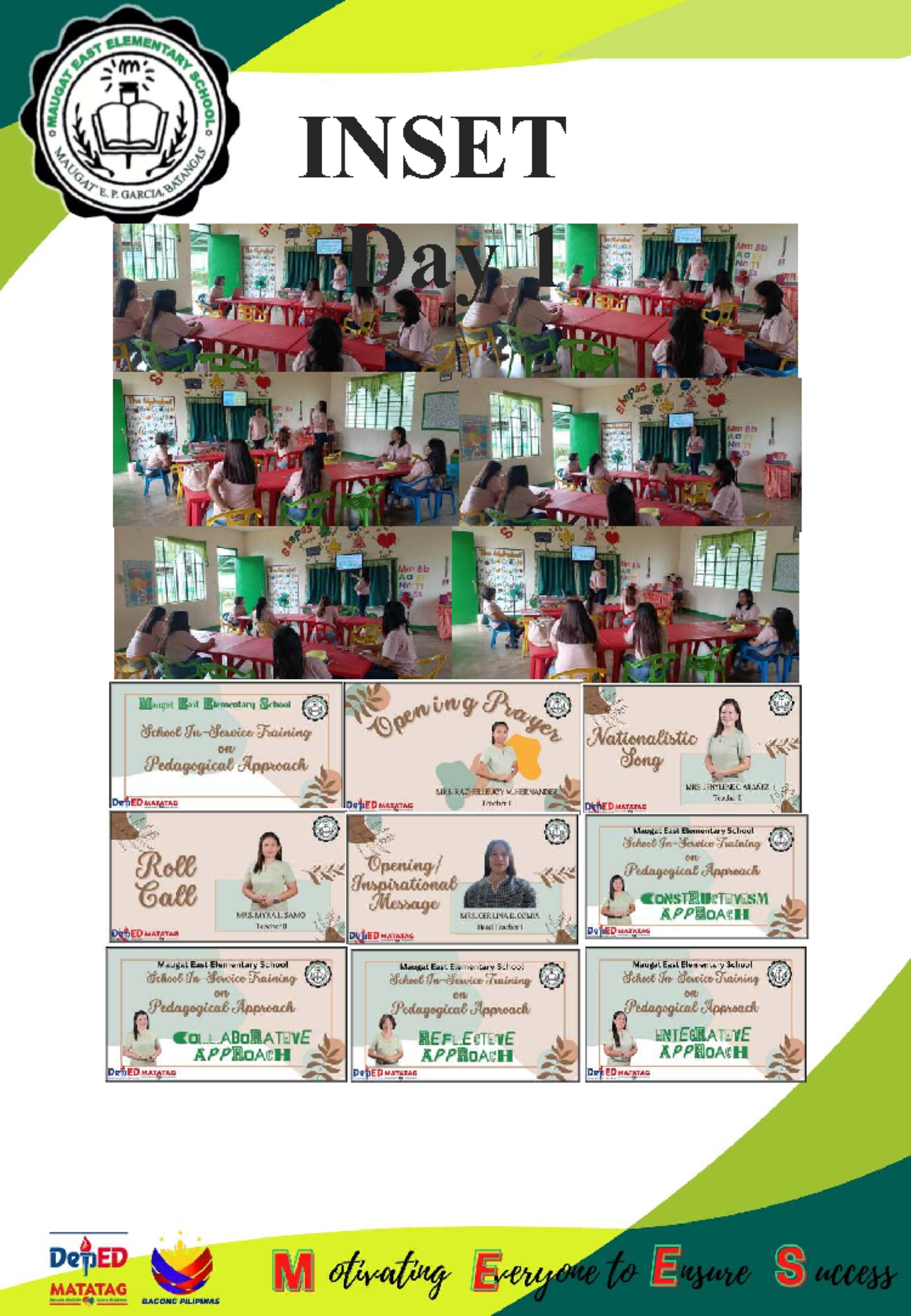 INSET Day 1 & 2 Narrative Report: Insights and Learning Activities ...