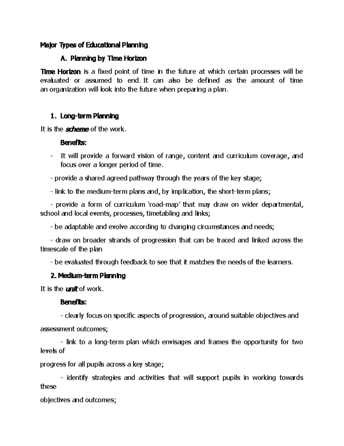 Major Types of Educational Planning: Insightful Frameworks and ...