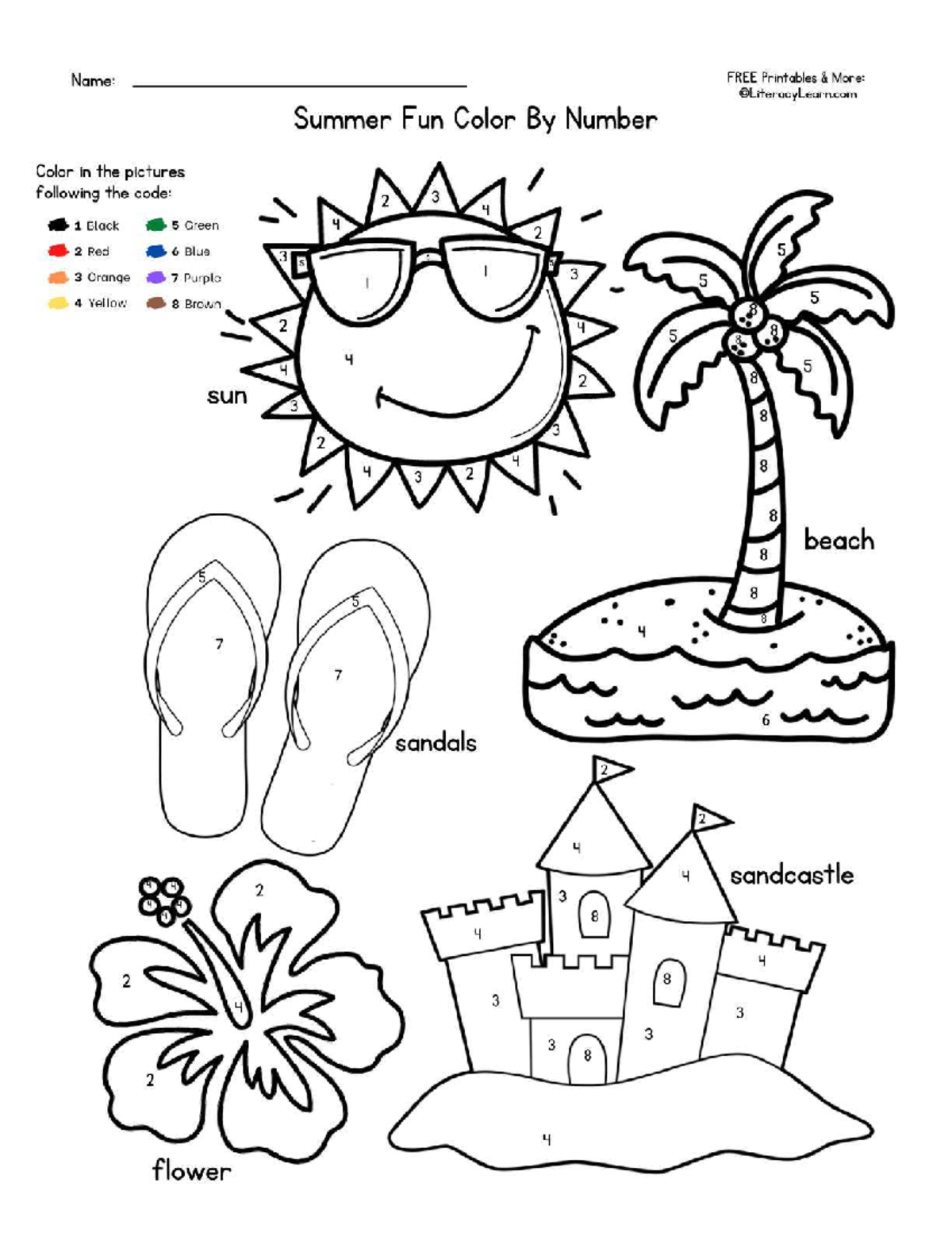 Color by Number: Summer Fun Literacy Activities - Studocu