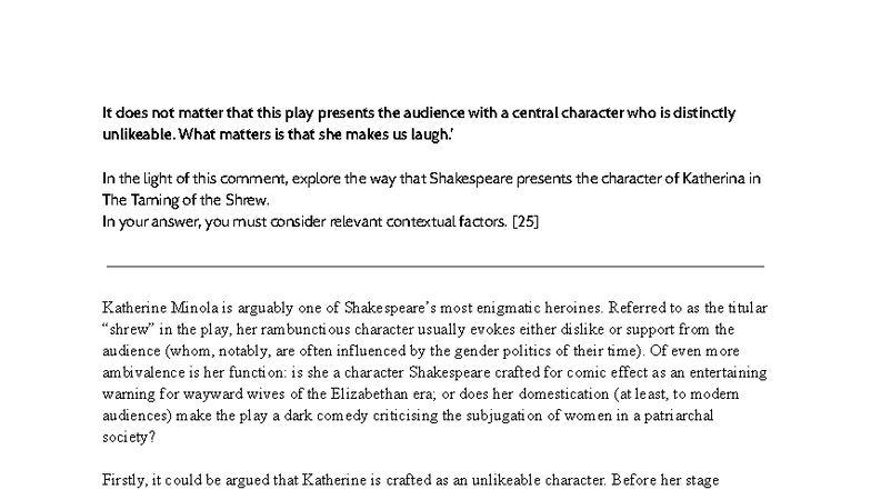 Katherine in The Taming of the Shrew: A Complex Character Analysis ...