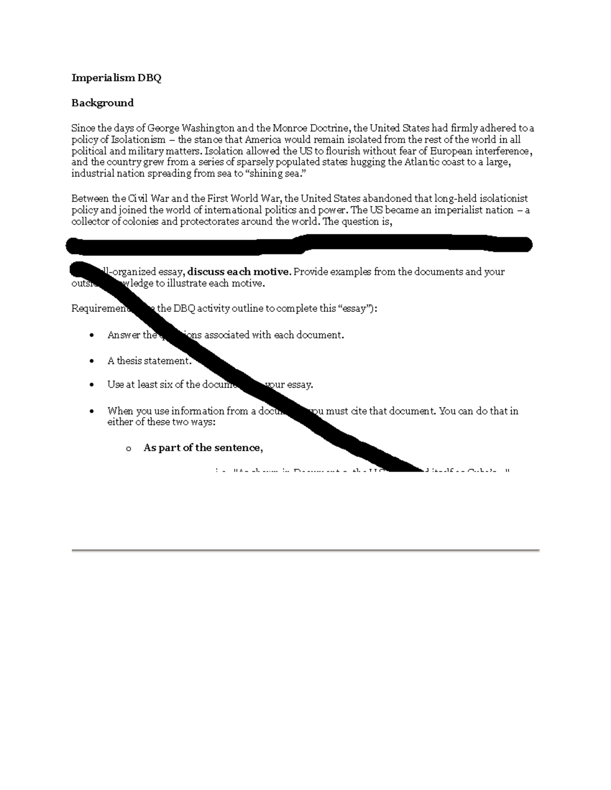 Imperialism DBQ: Analyzing American Motives and Policies - Studocu