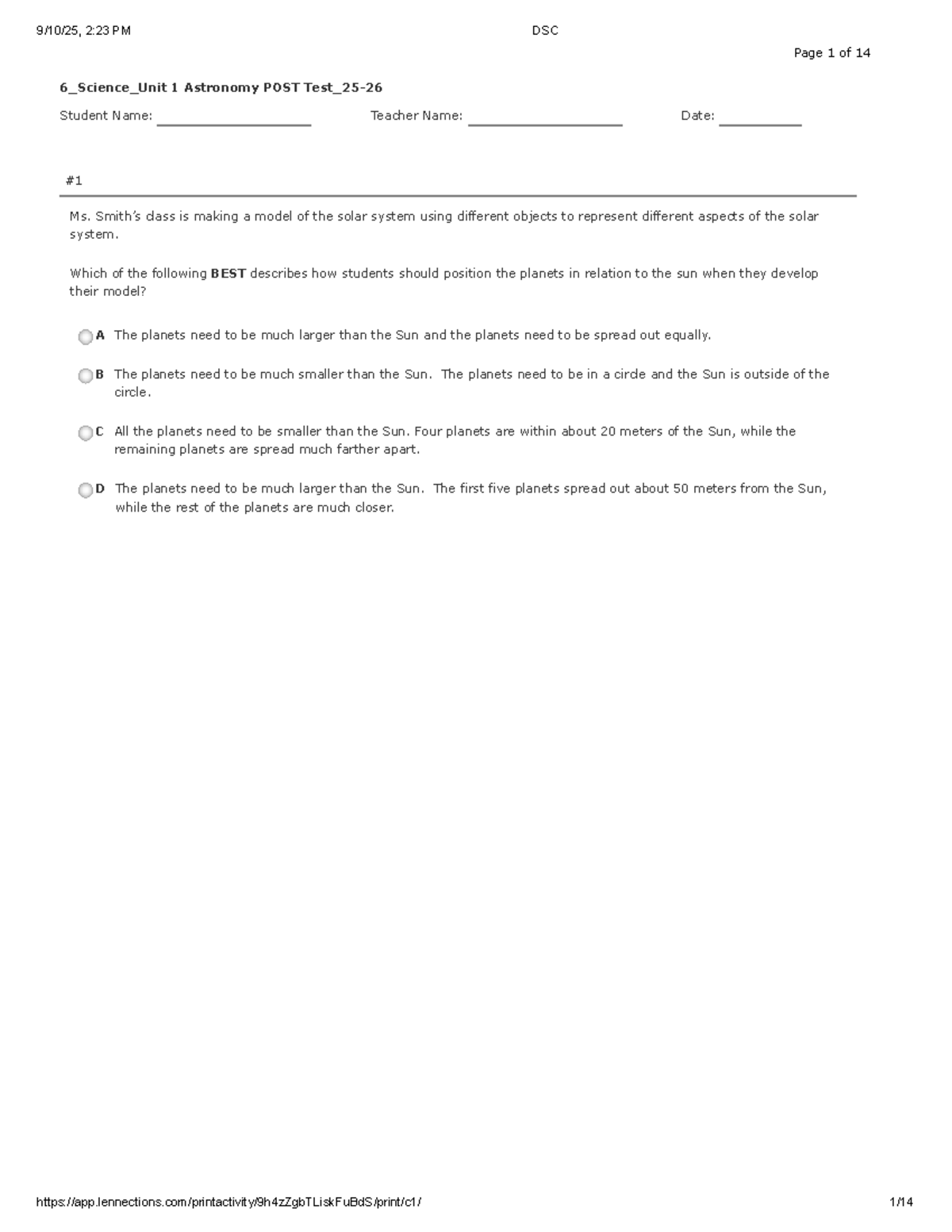 XYZ123 Science Unit 1 Astronomy Model & Concepts Summary - Studocu