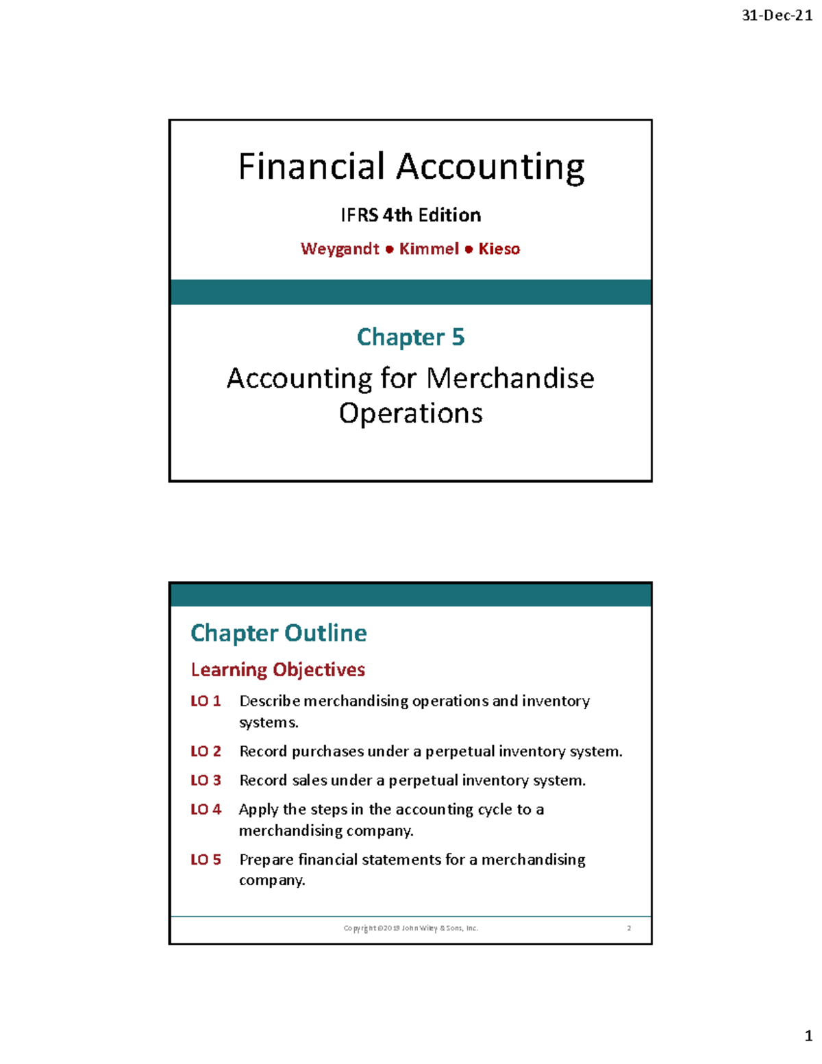 Ch05 st - SLIDE - Financial Accounting IFRS 4th Edition Chapter 5 Accounting for Merchandise ...