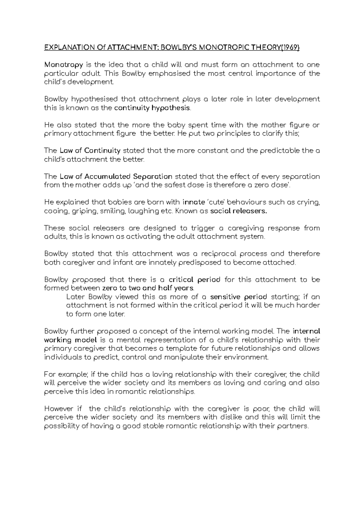 Bowlby’s Monotropic Theory of Attachment (1969) Explained in Detail ...