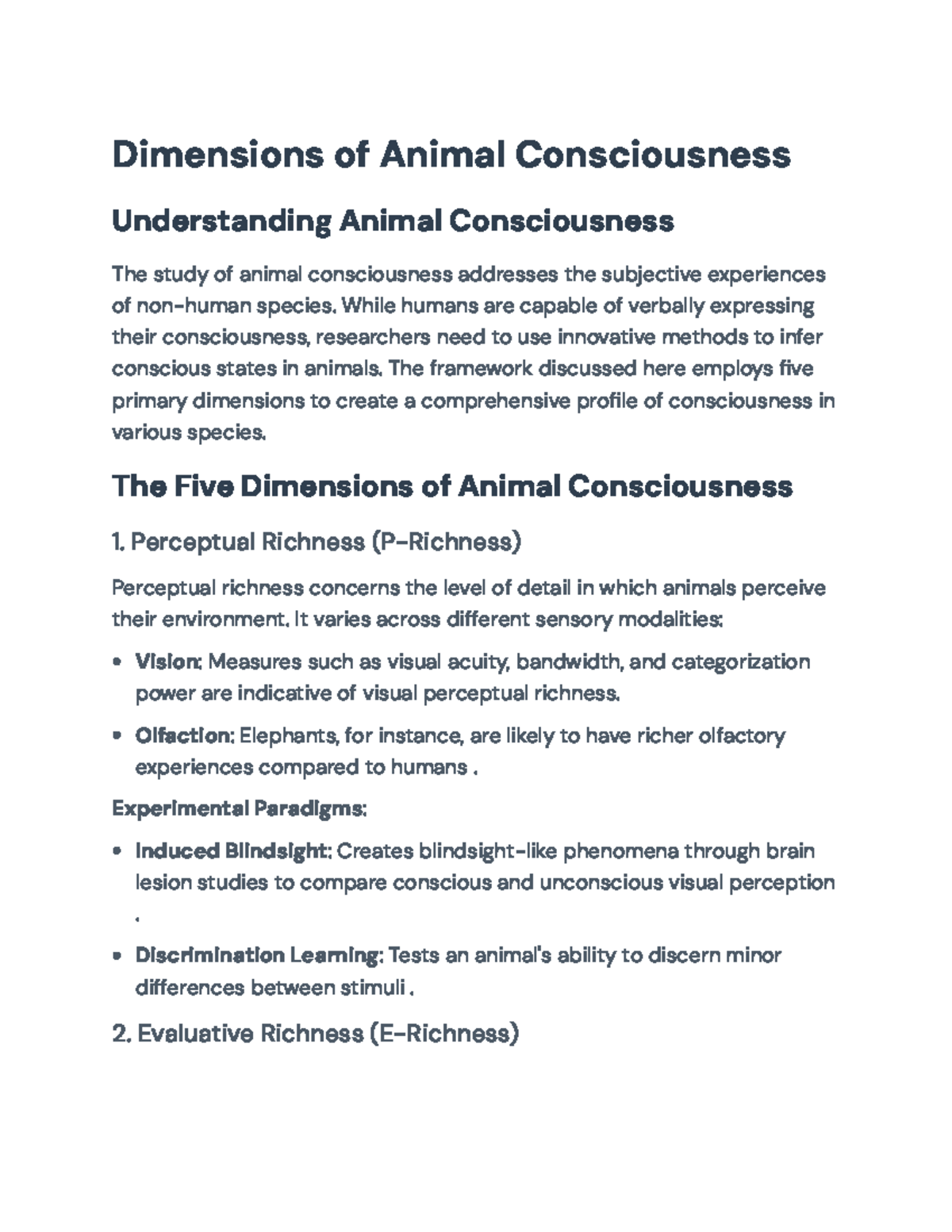 Dimensions of Animal Consciousness: A Multi-Dimensional Framework ...
