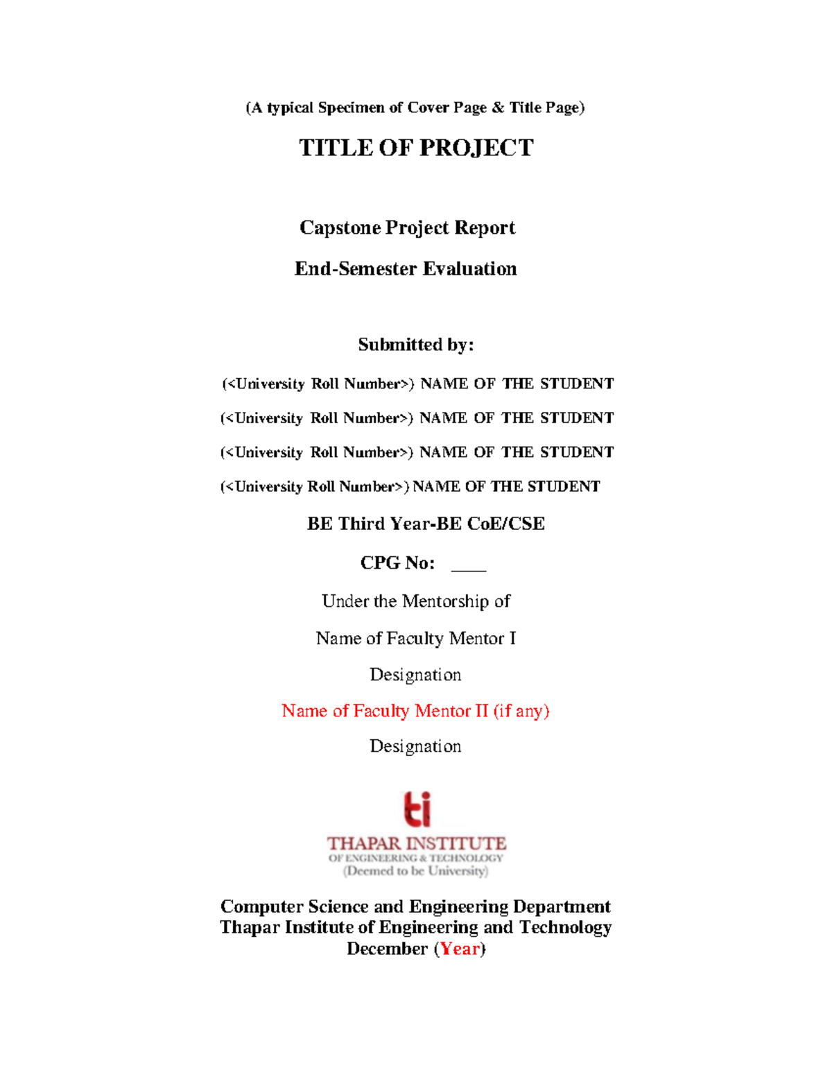Final Capstone Project Report Format (CSE 2025) - Studocu