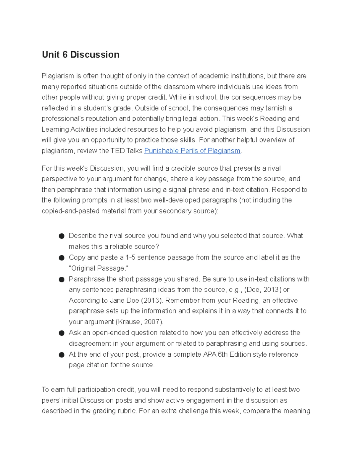 CM220 Comp ll, Unit 2 Discussion - Unit 2 Discussion Discussion Overview Topic 1: n this course ...