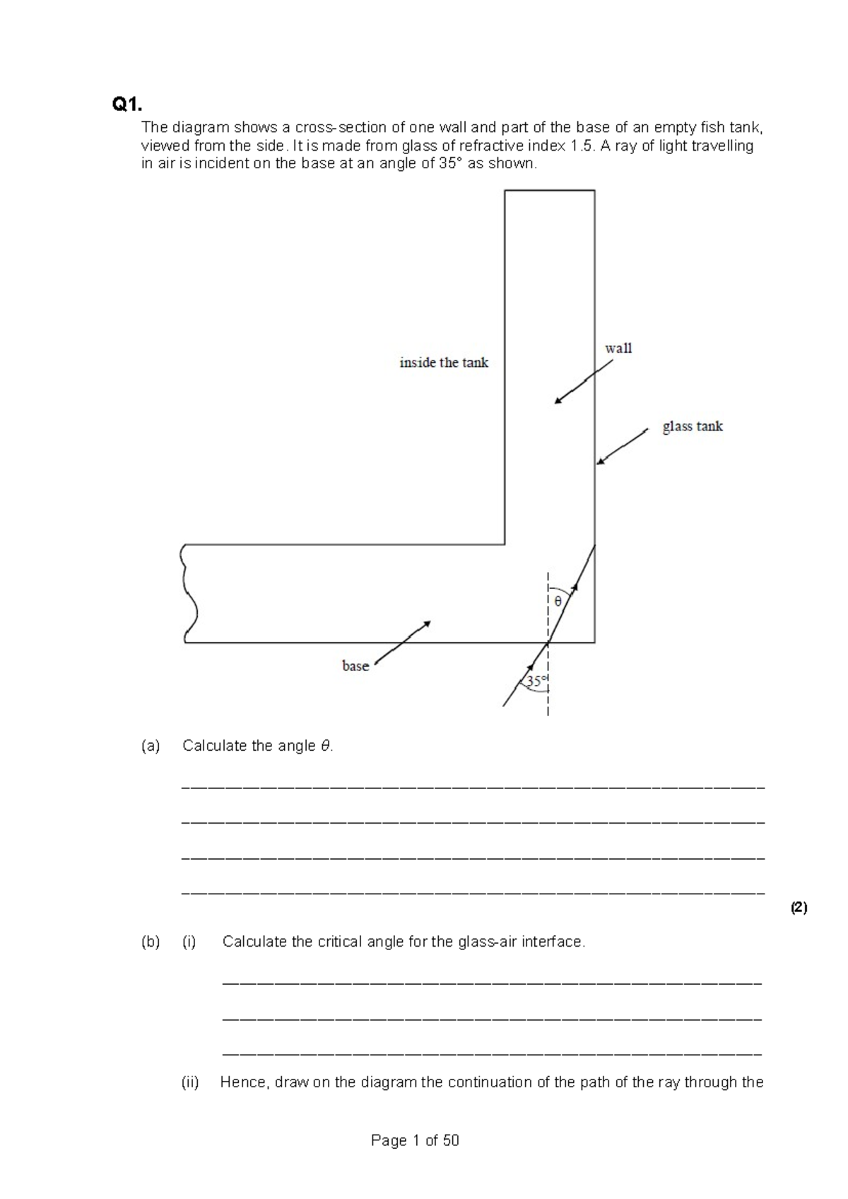 Snell's Law Exam Questions for Physics 101: Key Problem Solving Guide ...