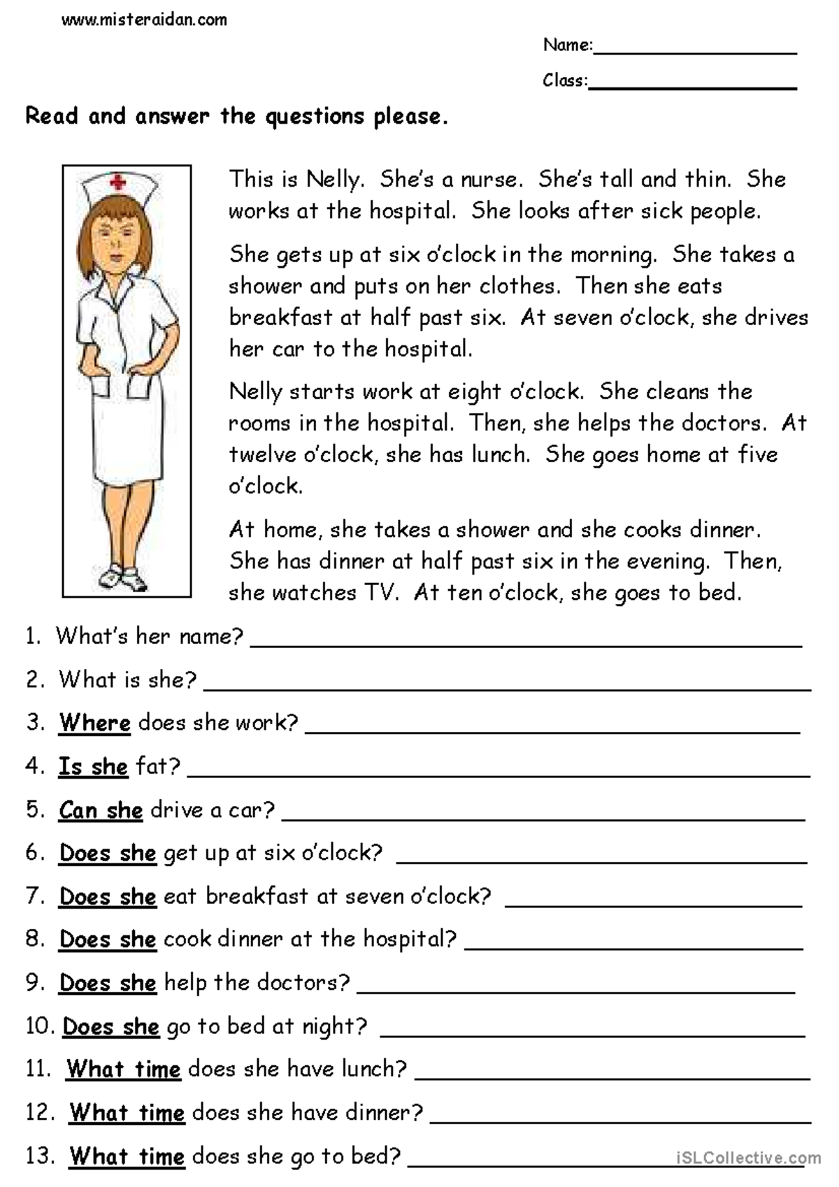 Nursing Reading Comprehension Exercise: Nelly the Nurse - Studocu