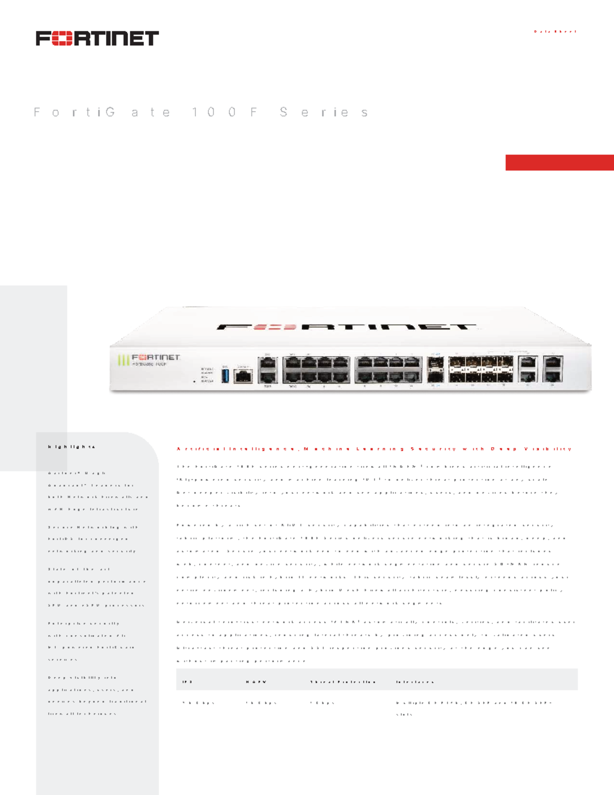 FortiGate 100F Series Data Sheet: AI-Driven Security & Performance ...