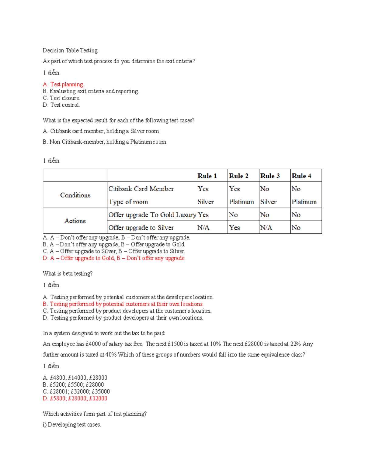 Decision Table Testing: Key Concepts and Test Cases (Test9) - Studocu