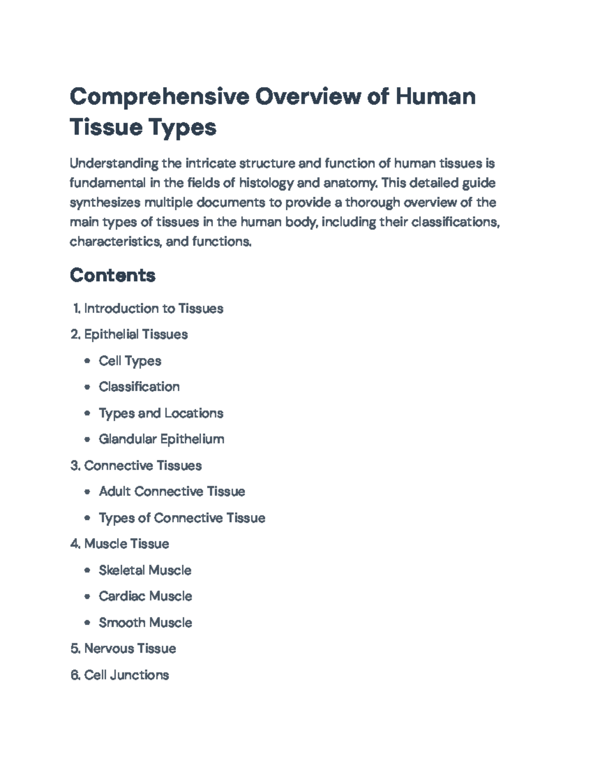Overview Of Human Tissue Types Structure Function And Classification 8766
