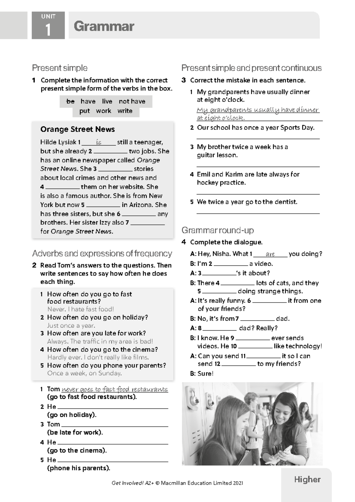 GI A2PLUS U1 Grammar: Present Simple & Continuous Exercises - Studocu