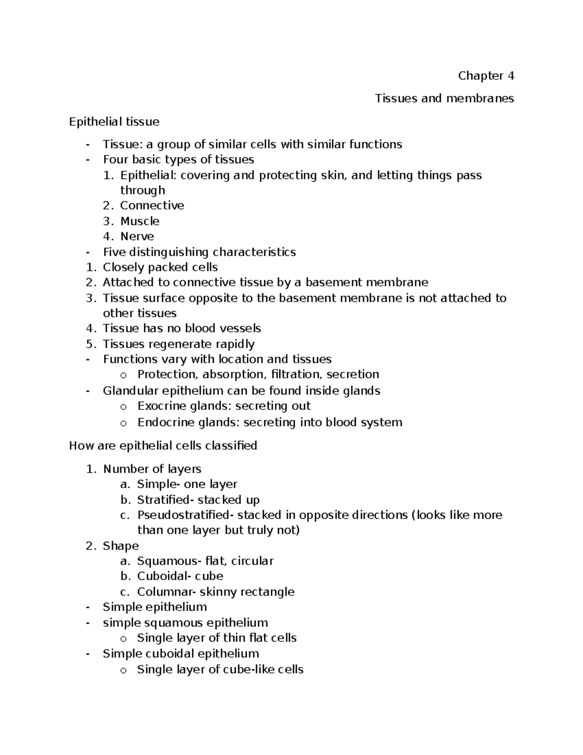 Chapter 4: Tissues and Membranes Overview - Epithelial, Connective ...