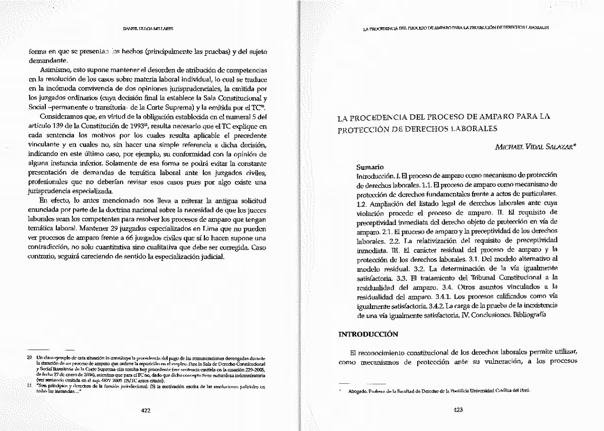 DANIEL ULLOA MILLARES - LA PROCEDENCIA DEL PROCESO DE AMPARO PARA LA ...