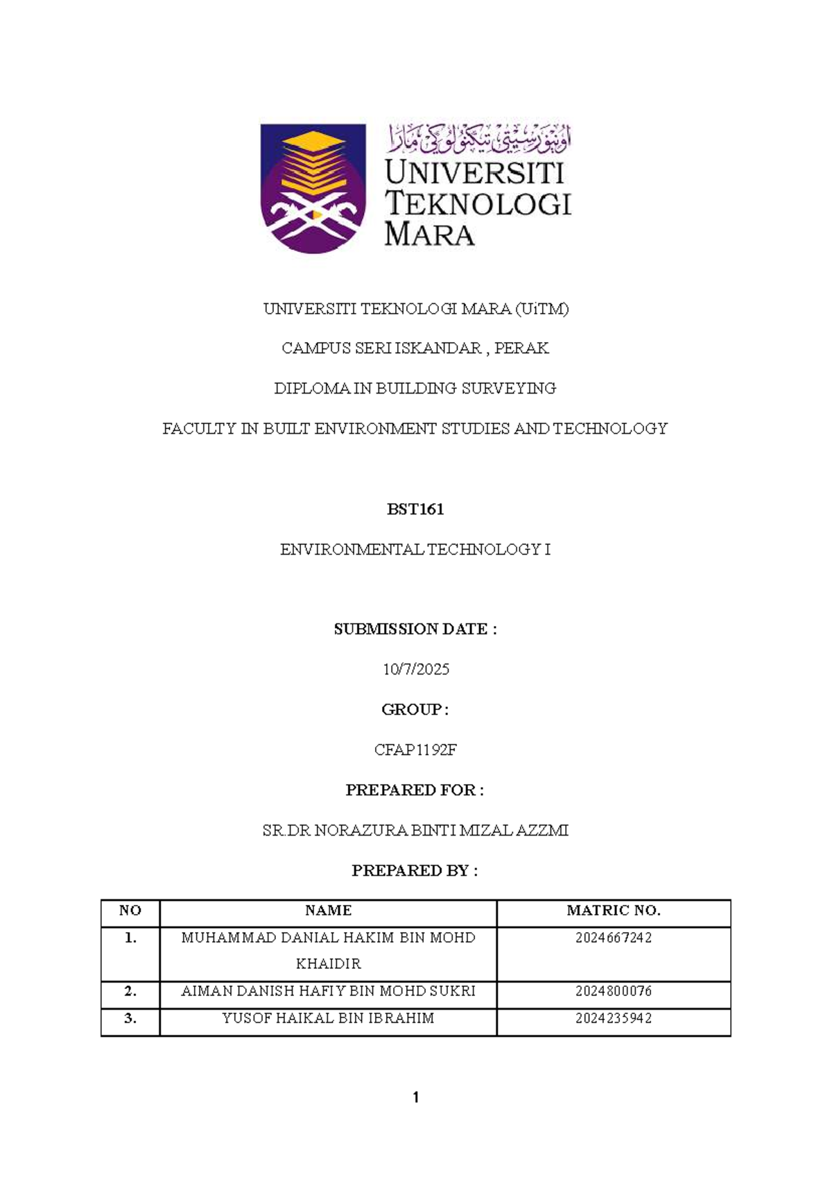BST161 Case Study: Environmental Impact of Tun Razak Exchange - Studocu