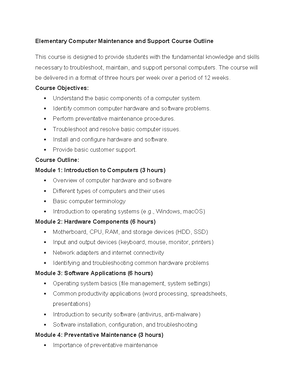 DIT 0205 Principles OF Computer Support AND Maintenance - W1-2-60-1 ...