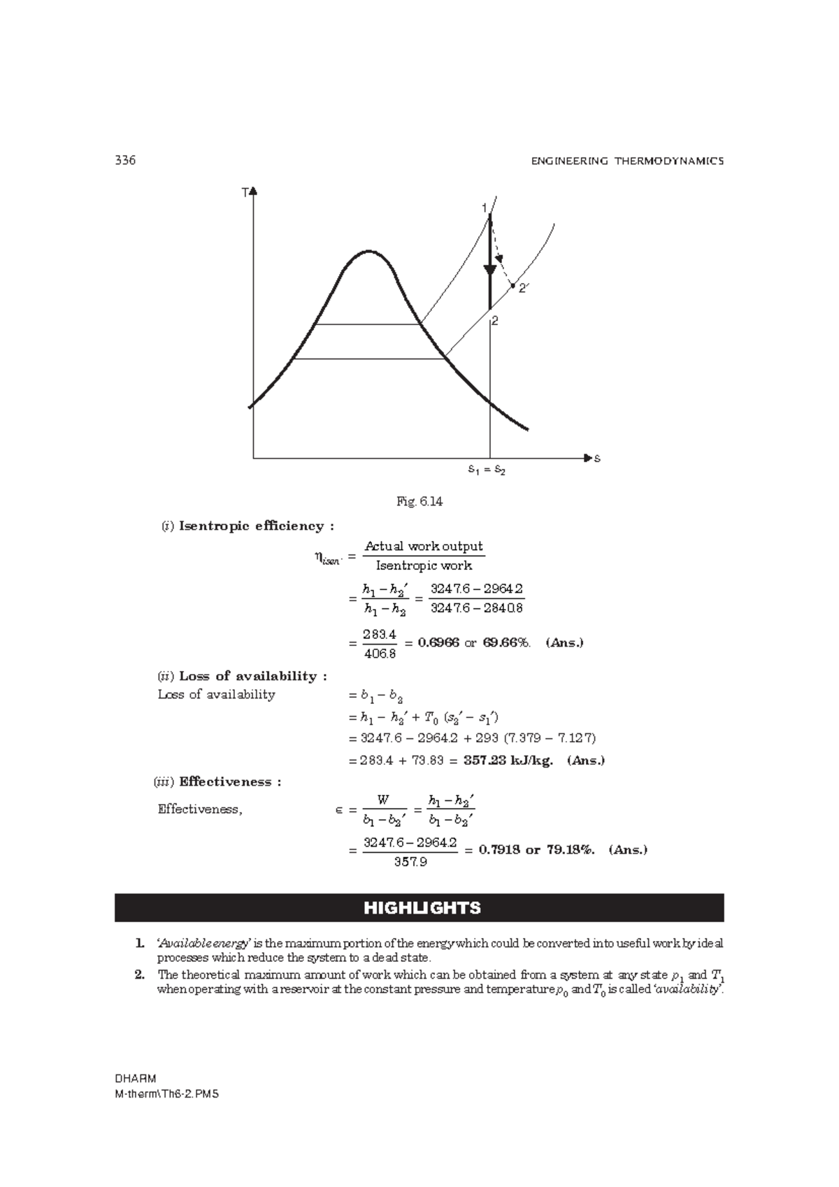 336 ENGINEERING THERMODYNAMICS T1: Isentropic Efficiency ...