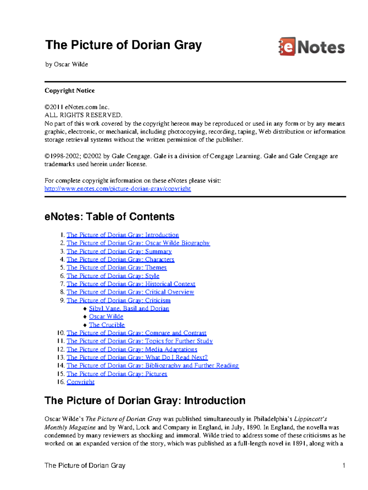 The Picture of Dorian Gray: Comprehensive Study Guide and Analysis ...