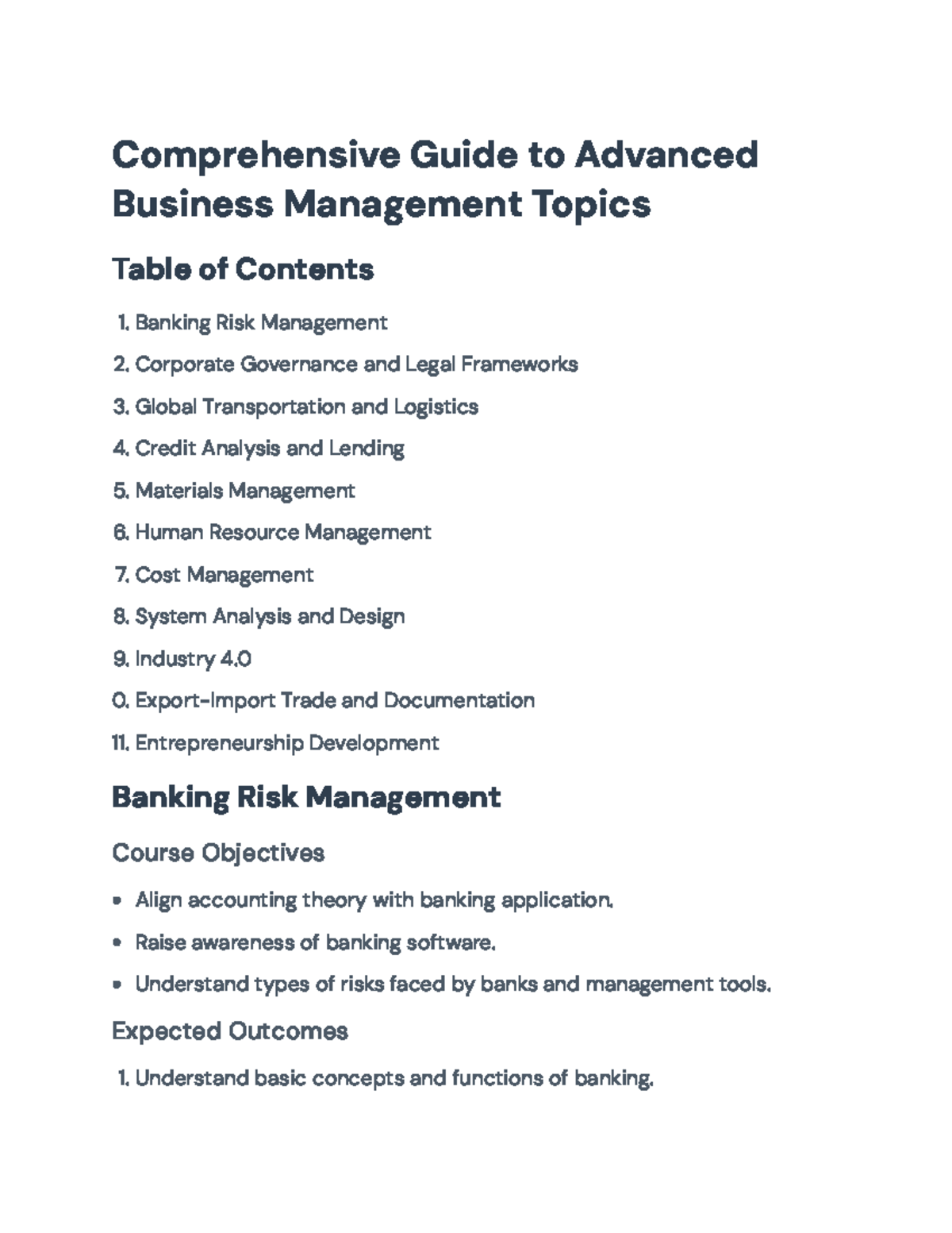 Comprehensive Overview of Business Management Topics and Strategies ...