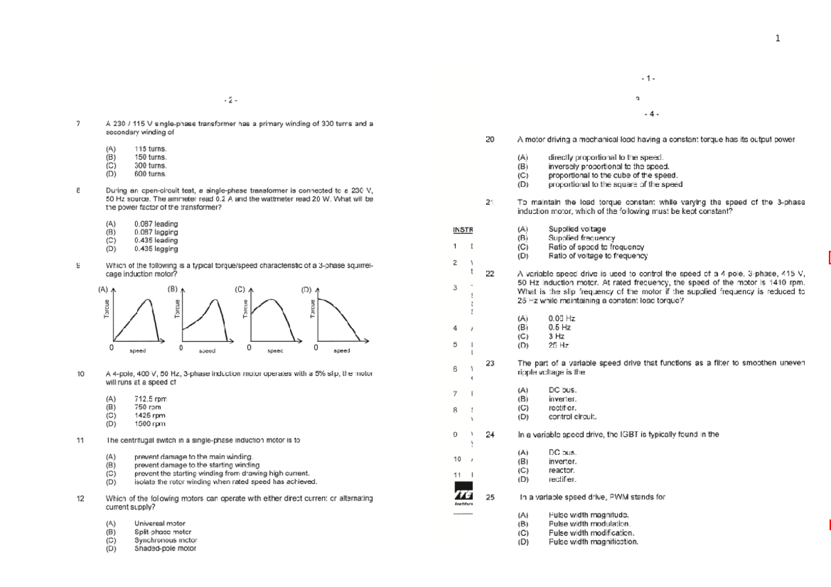 Pass yr exam sol - exam papers - Z = 400, c = Eb = V – Ia(Ra + RSe ...