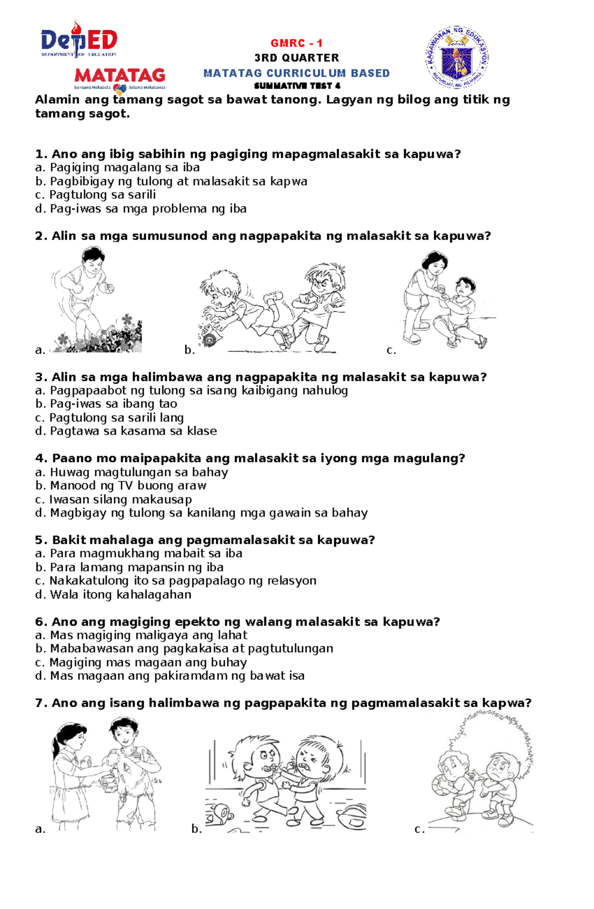 GMRC (week7n8) - ytgbnn - GMRC - 1 3RD QUARTER MATATAG CURRICULUM BASED ...