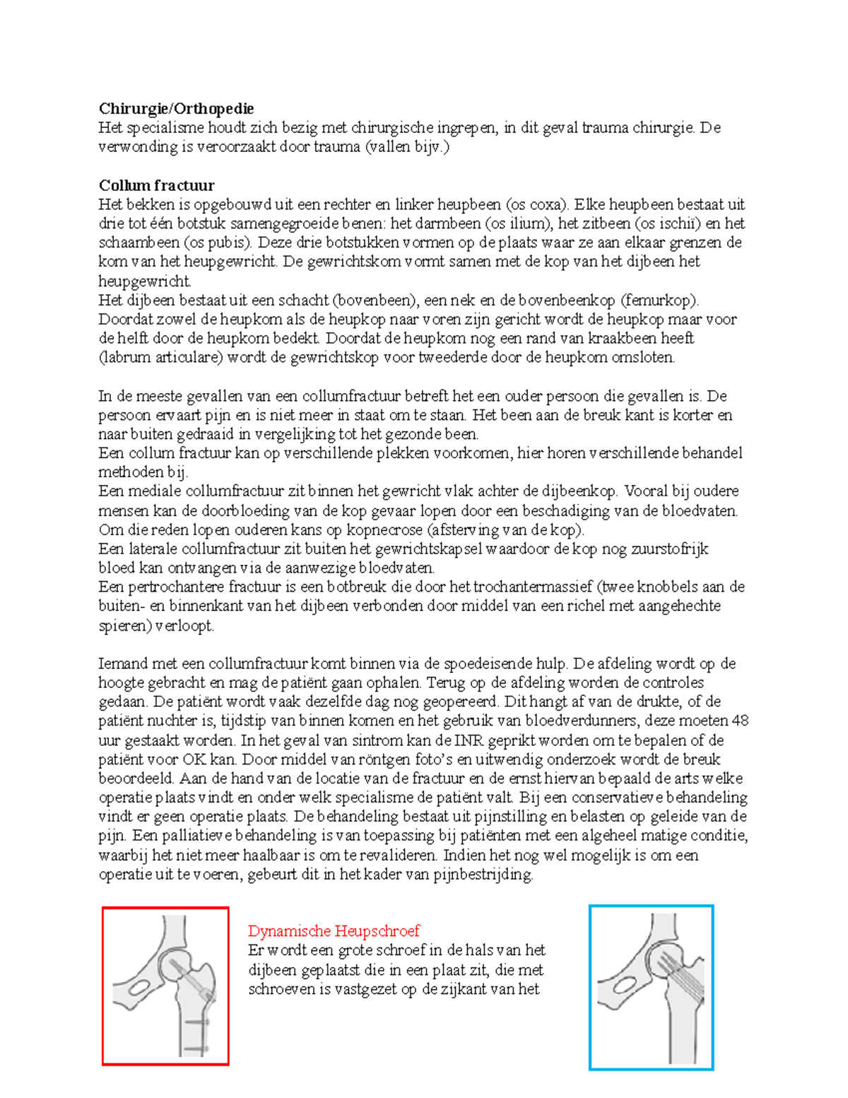 Ziektebeeld Verpleegkundige: Collum Fractuur in Chirurgie/Orthopedie ...