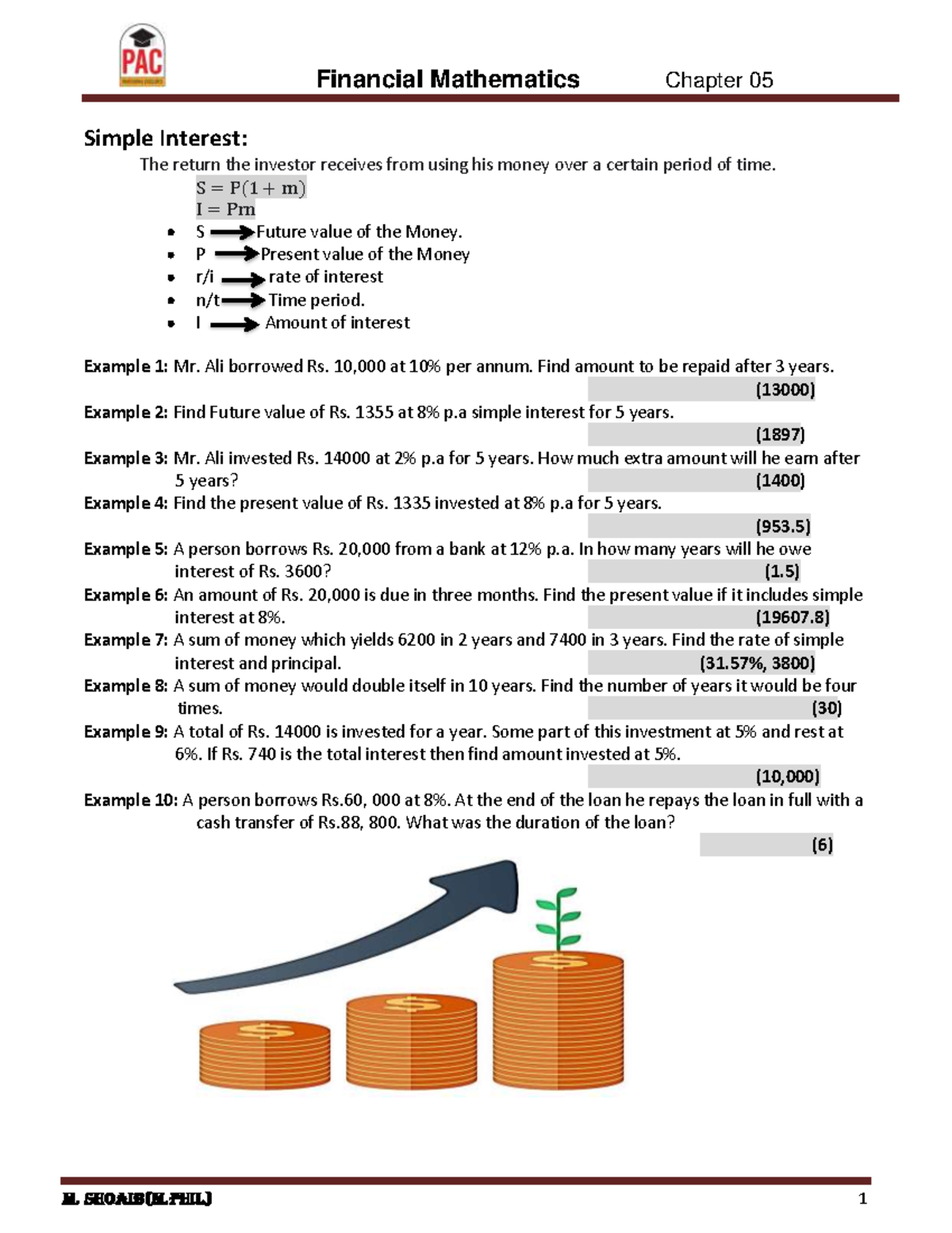 Chapter 05.Lecture Notes - Simple Interest: The return the investor ...