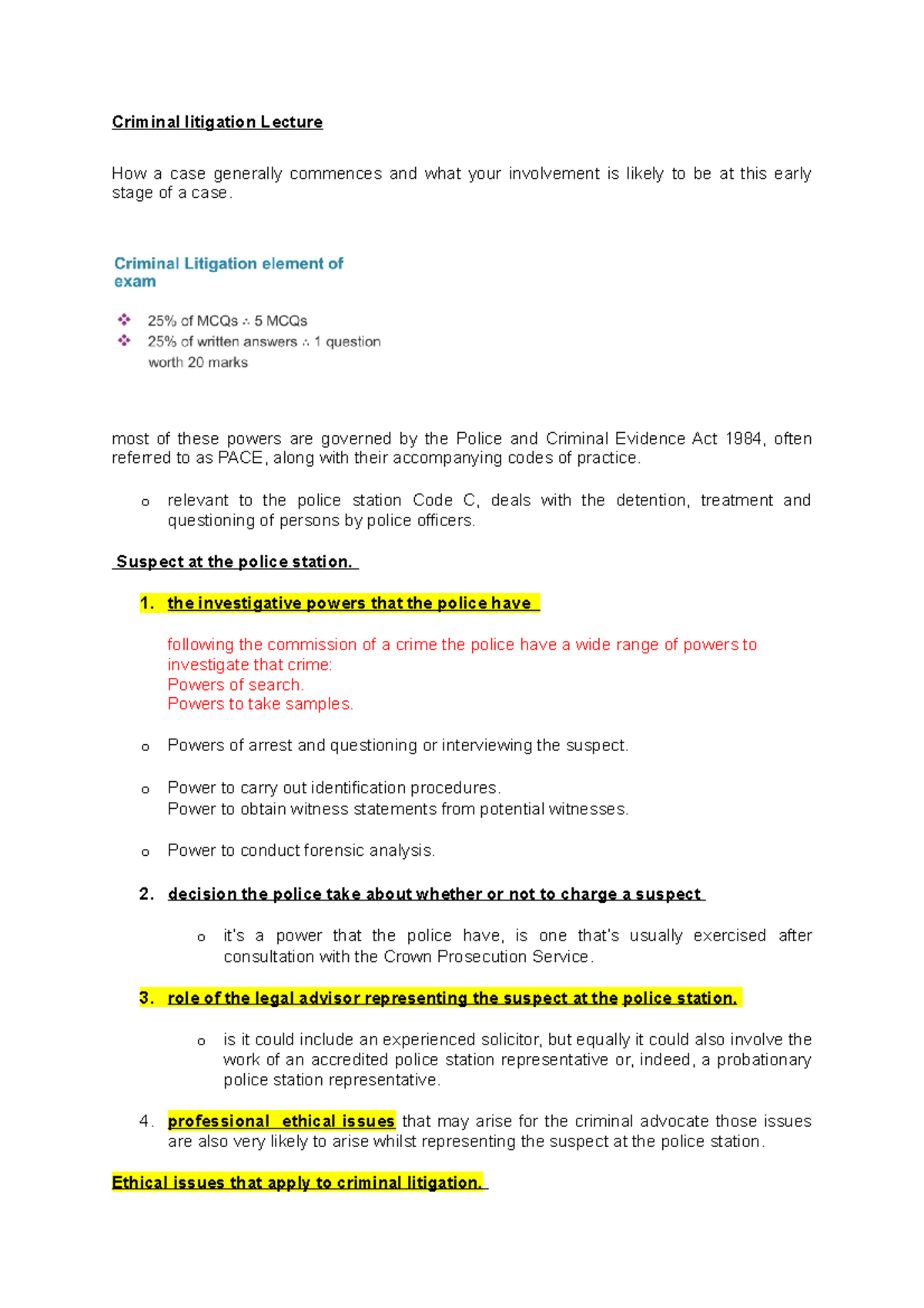 Criminal litigation Lecture (Dispute resolution LPC) - Criminal ...