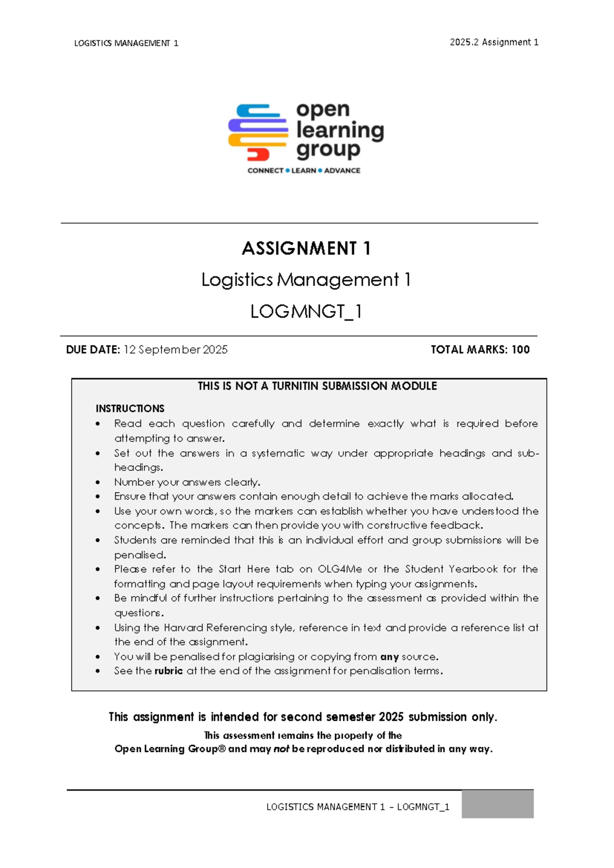2025.2 LOGMNGT_1 Assignment 1: Logistics Management Case Study Analysis ...