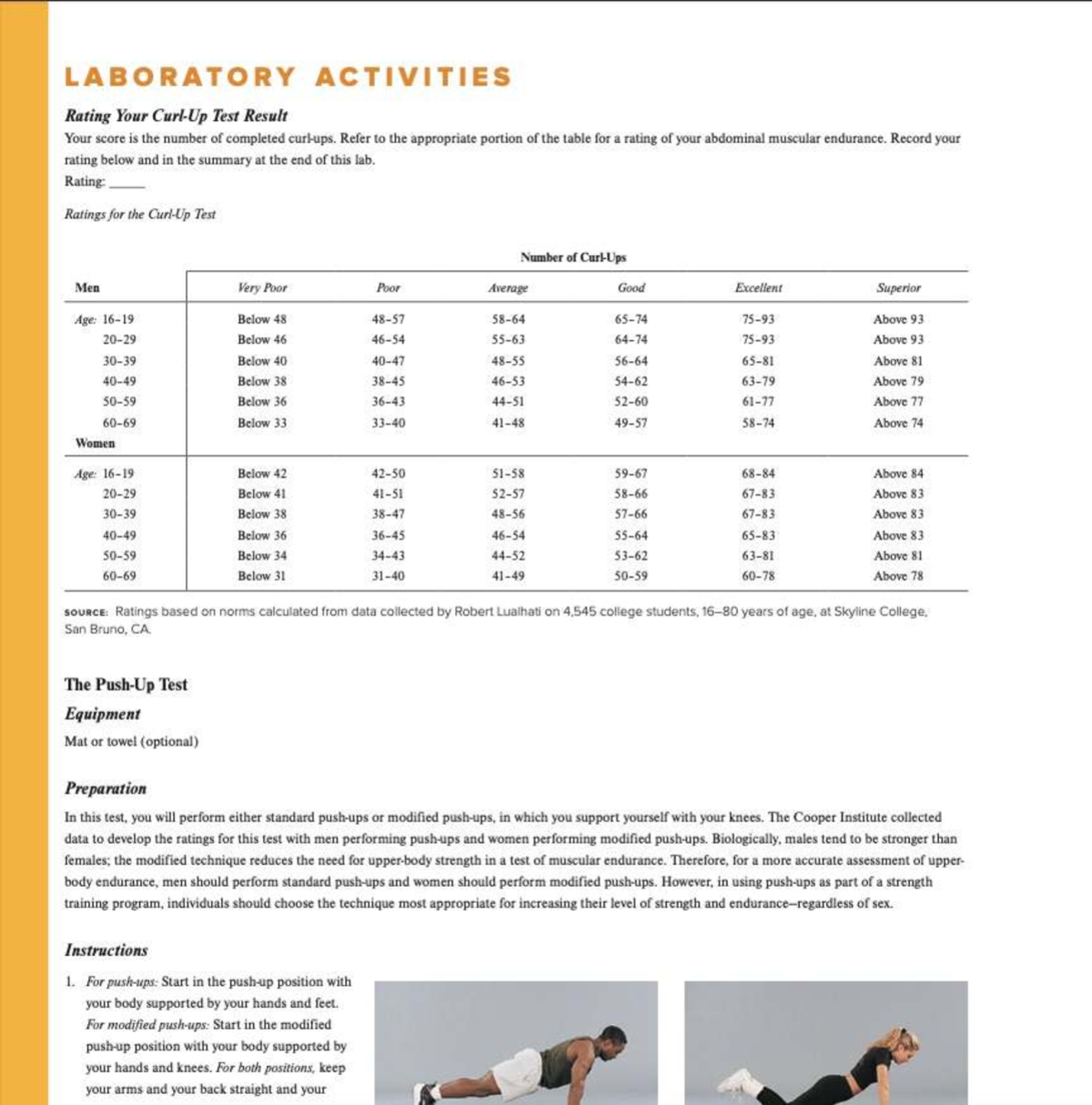 General health 2: Laboratory activities for muscular endurance testing ...