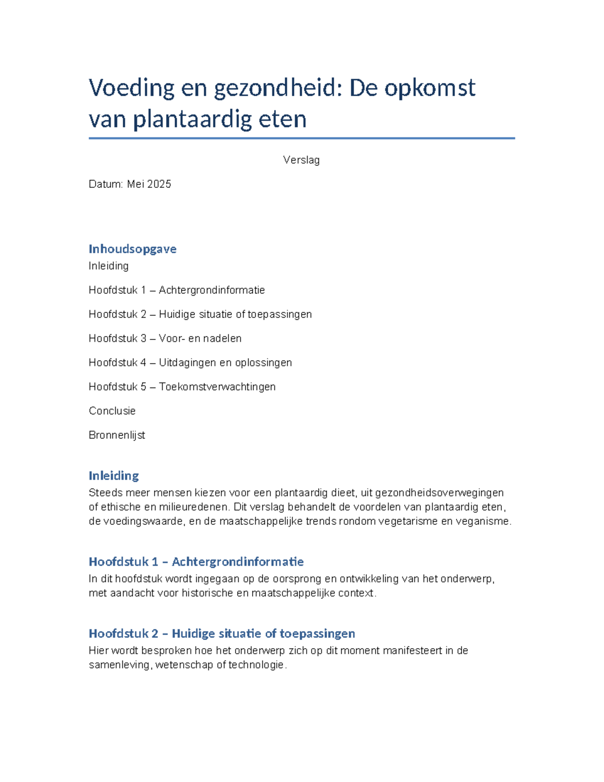 Voeding en Gezondheid: Verslag over Plantaardig Eten en Trends ...