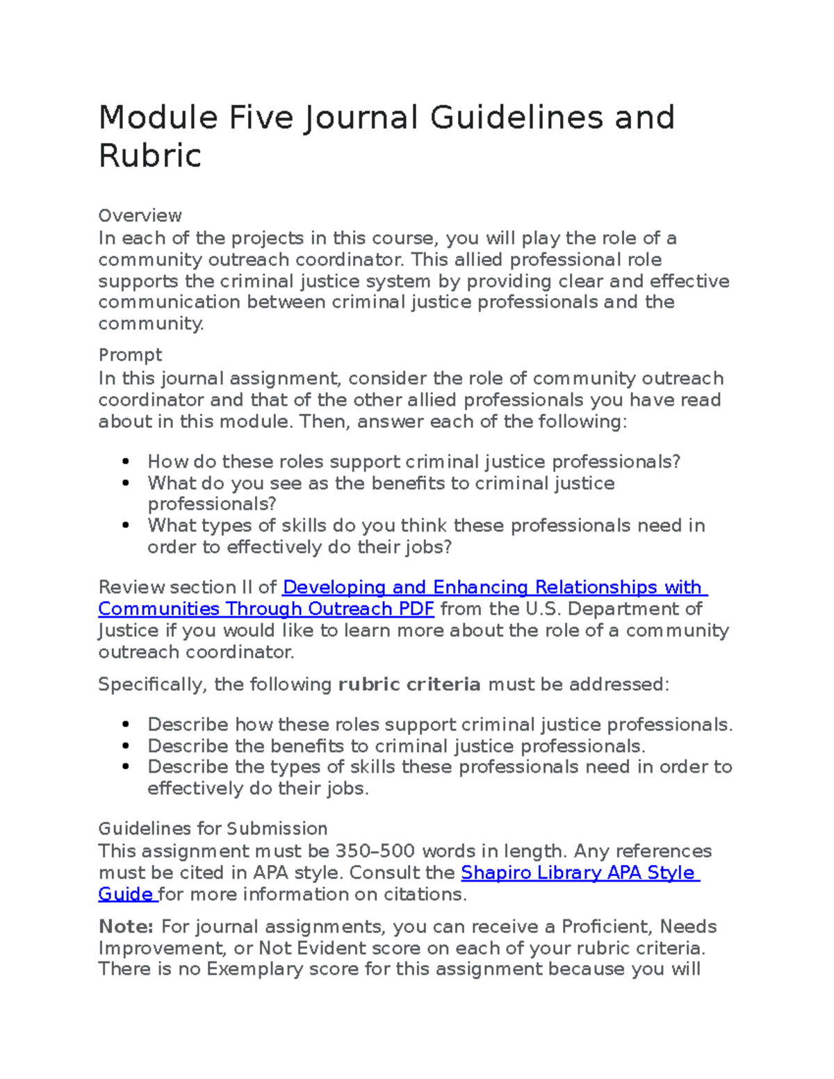Module 5 Journal Assignment: Community Outreach Coordinator Role - Studocu