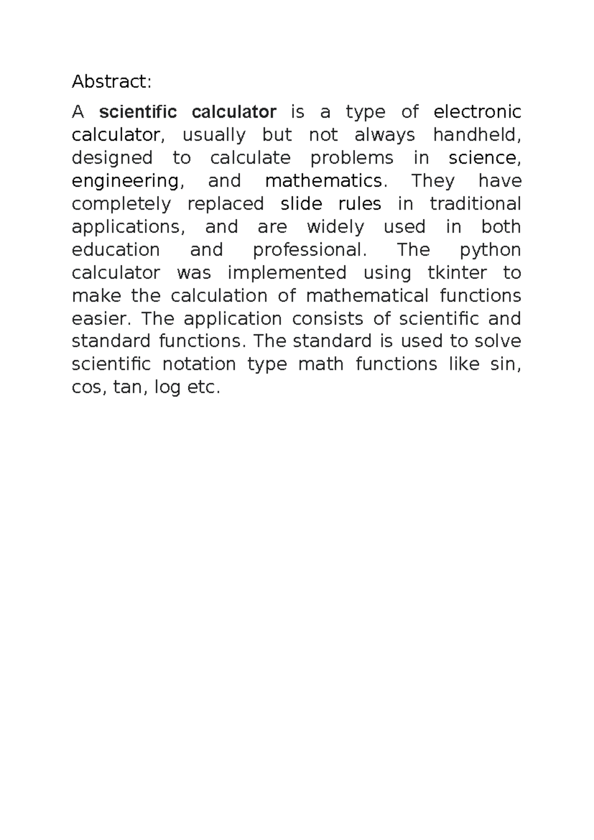 Scientific Calculator Implementation Using Python & Tkinter (CS101 ...