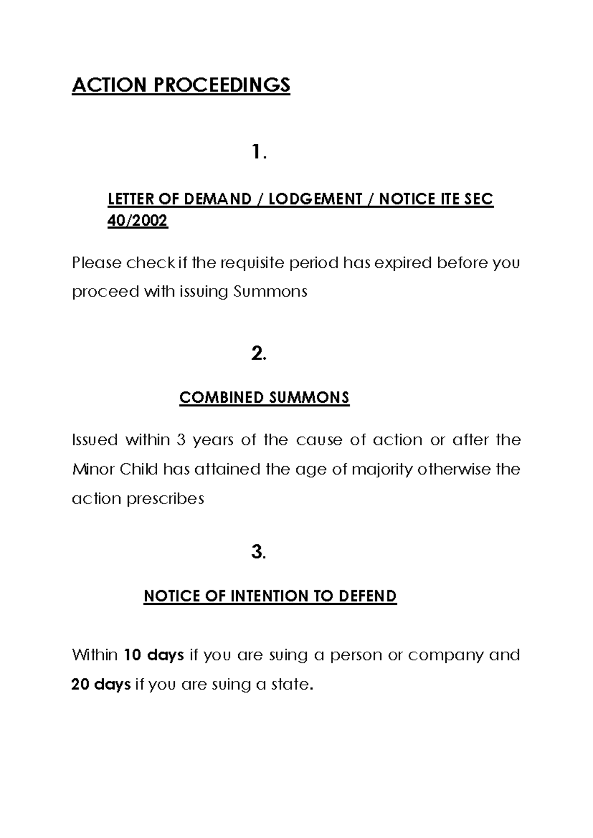 Action Proceedings - civil court - ACTION PROCEEDINGS 1. LETTER OF ...