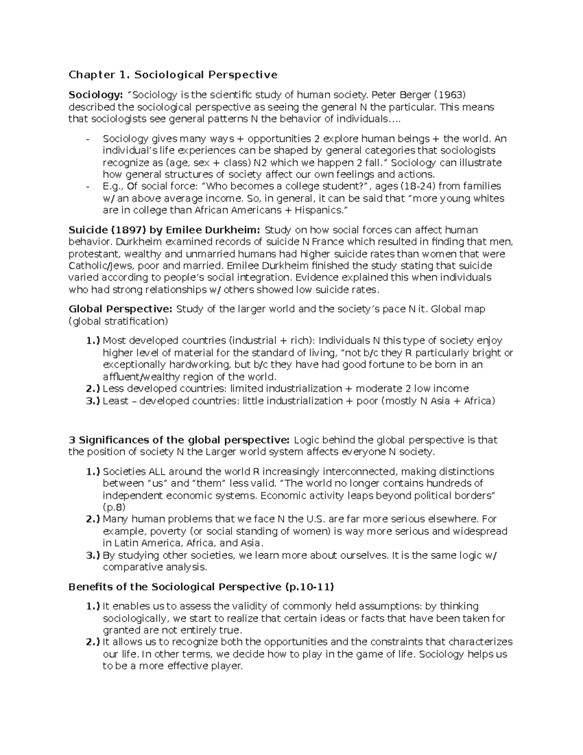 Chapter 1: Exploring the Sociological Perspective - Soc Notes - Studocu