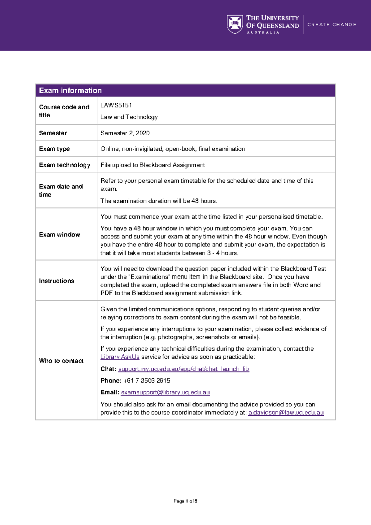 LAWS5151 S2 2020 Online Final Exam Instructions and Questions - Studocu