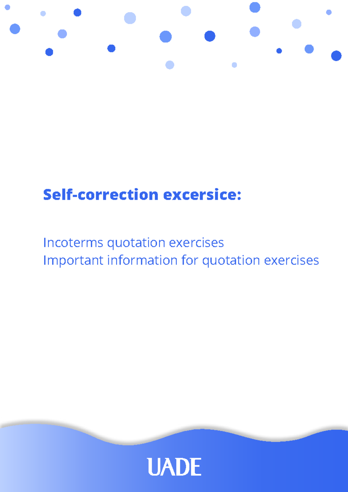Incoterms Quotation Exercises: DAP, DDP, FOB, CIF, CFR, EXW - Studocu