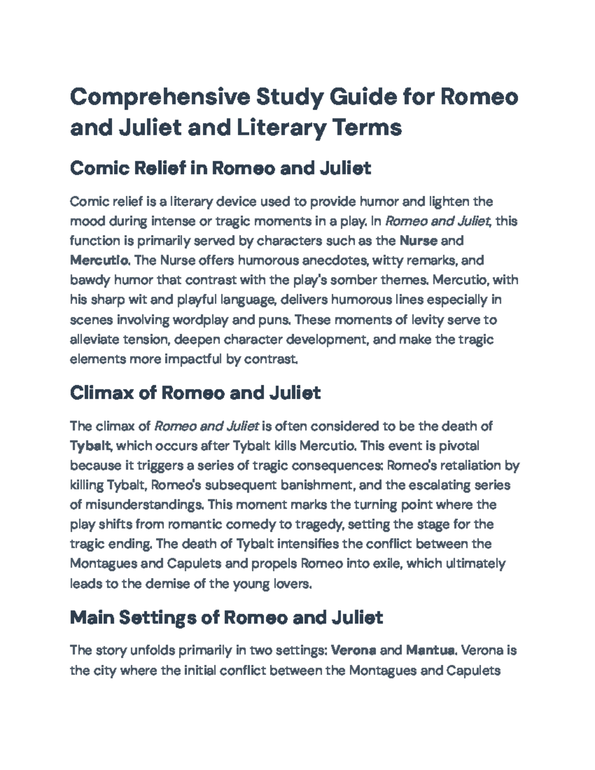 Comprehensive Study Guide for Romeo and Juliet: Key Themes & Terms ...