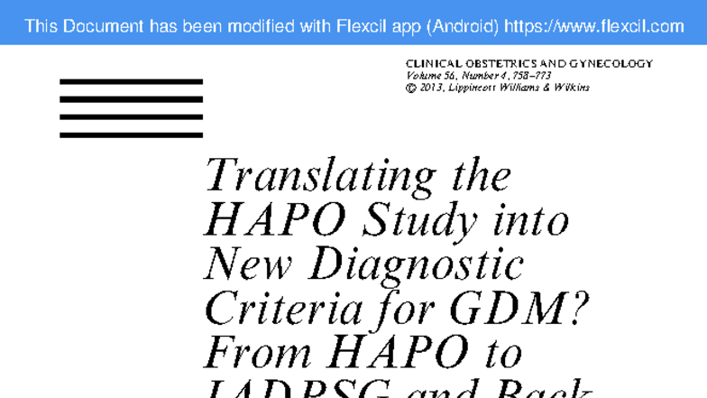 Translating HAPO Study Findings into GDM Diagnostic Criteria: A Review ...