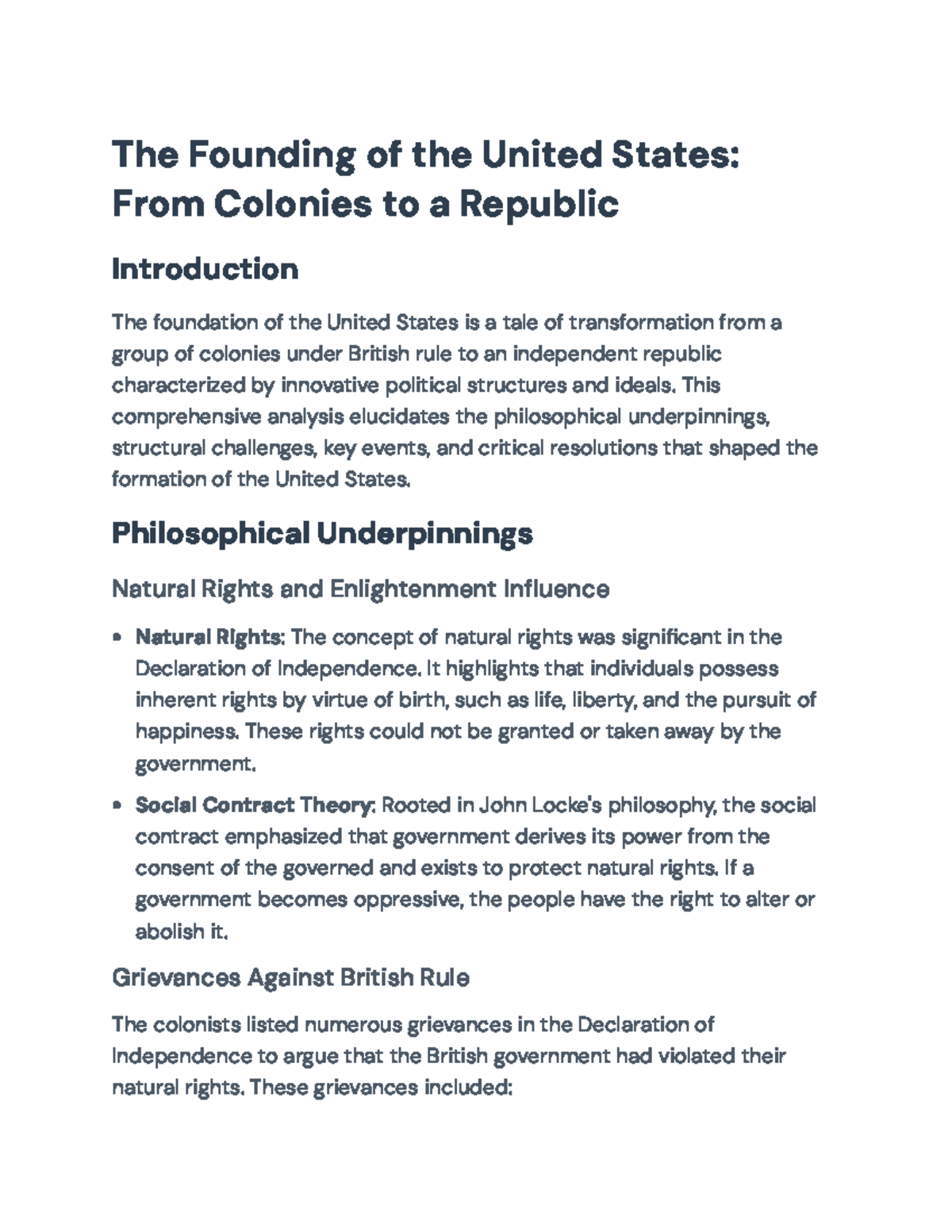 Founding the United States: Philosophical Roots and Key Events (HIST101 ...