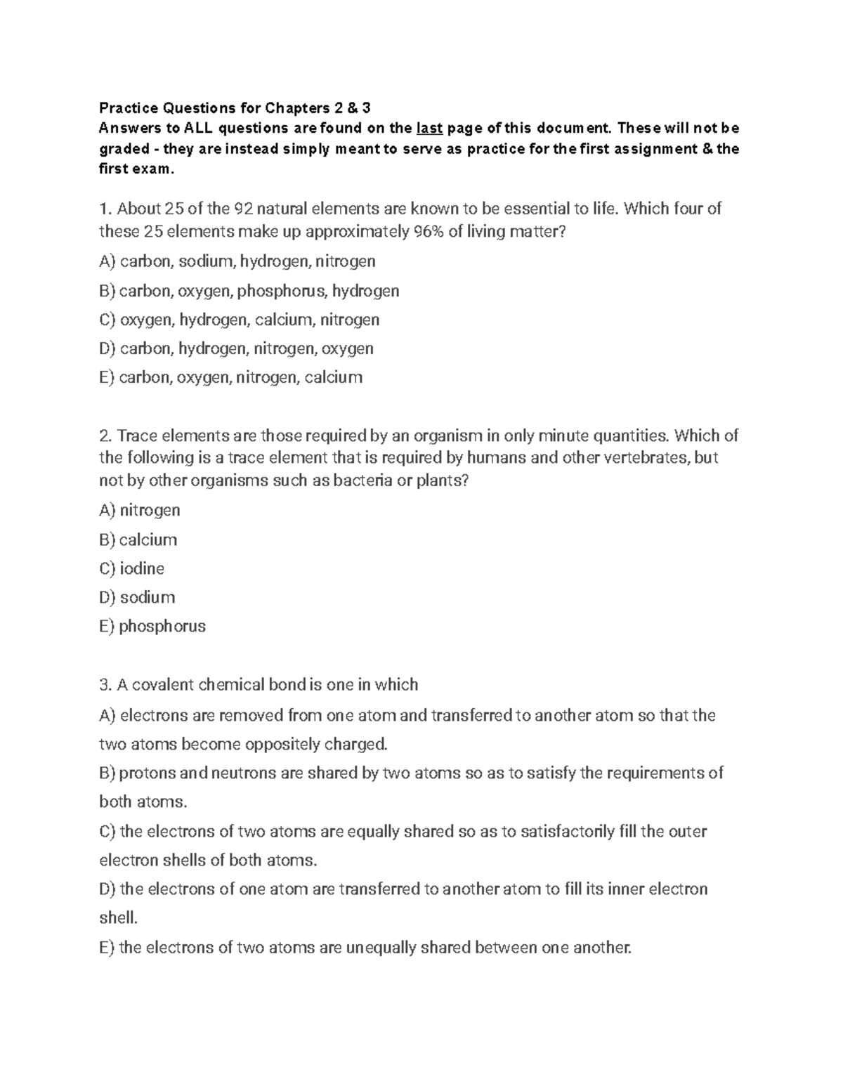 Ch 2 & 3 Practice Questions - Study Aid for Upcoming Exam - Studocu