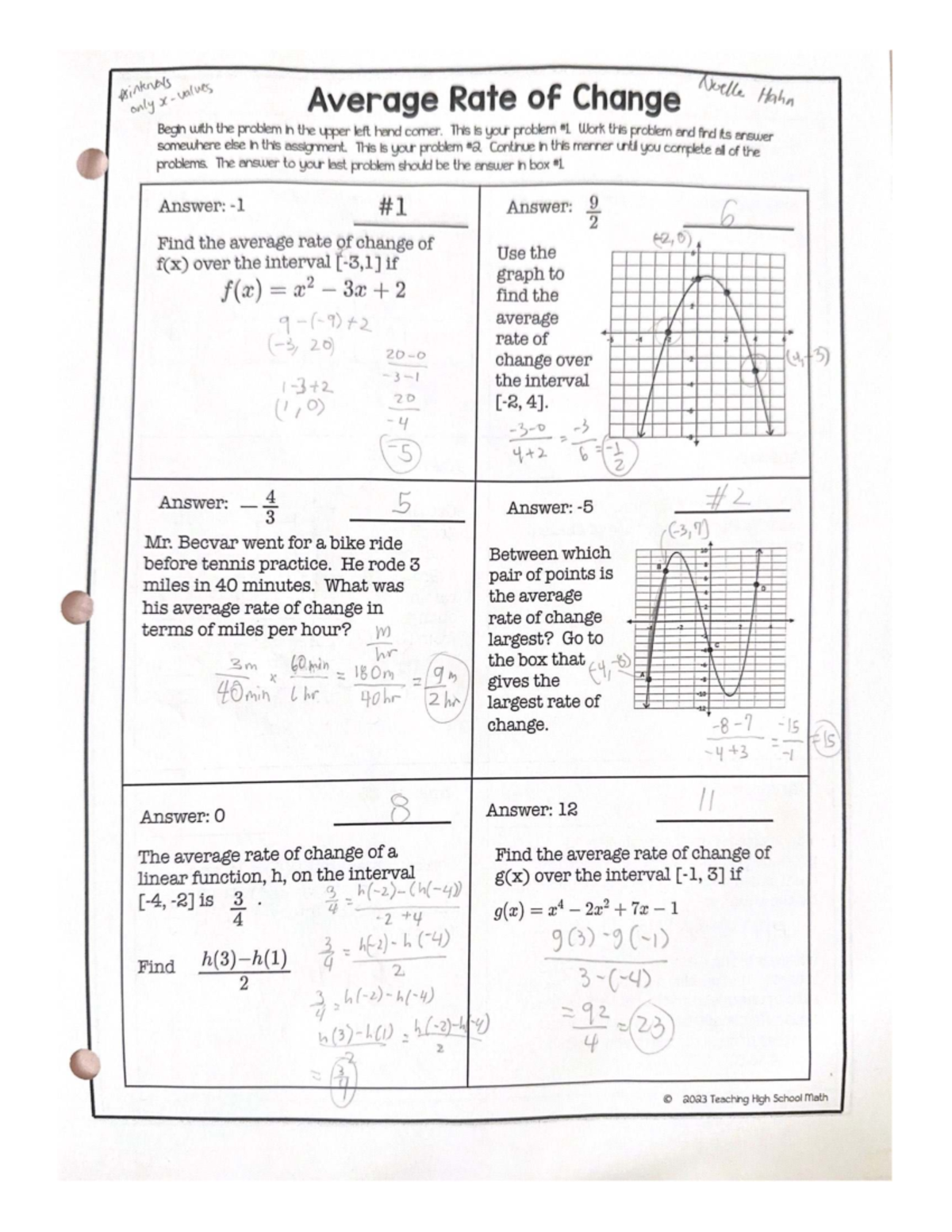 Average Rate of Change - Calc AB Notes - Studocu