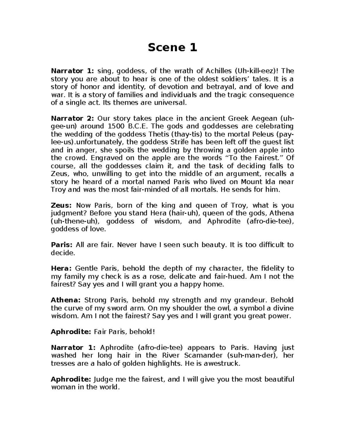 The Iliad Script - Full Adaptation of Homer's Epic Tale - Studocu