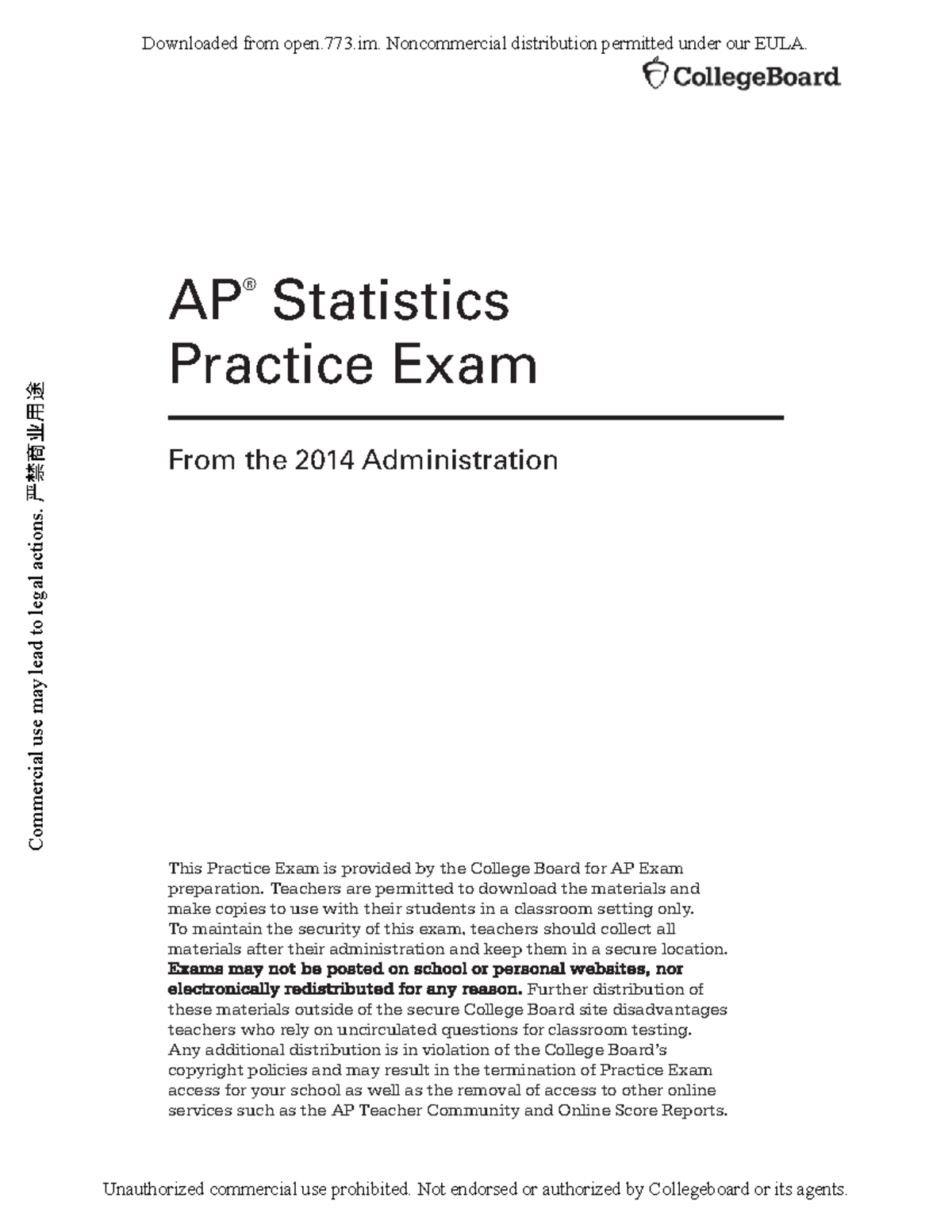 AP Stats 2014 - Practice Exam Instructions and Guidelines - Studocu