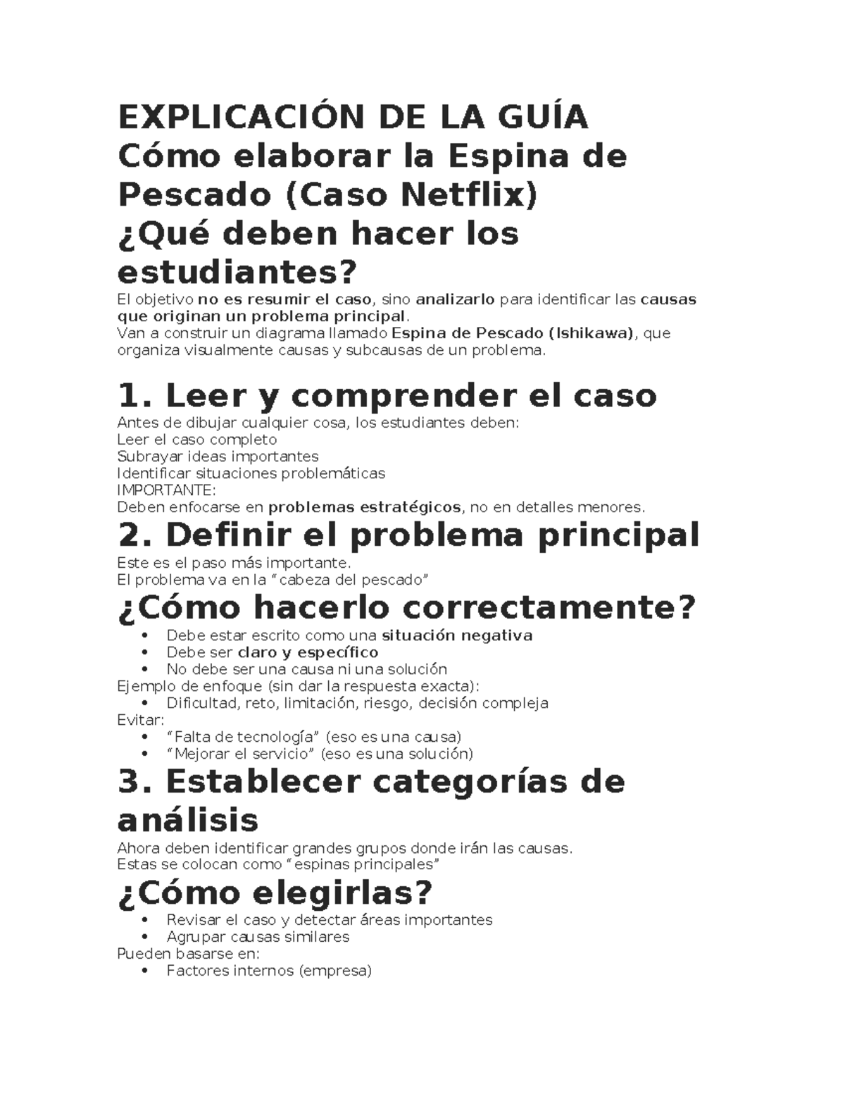 Guía para Elaborar la Espina de Pescado (Caso Netflix) - Studocu
