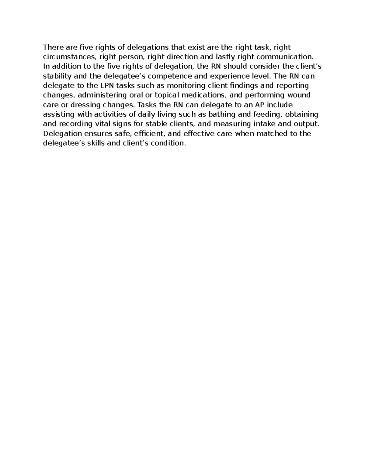 Nursing Delegation Rights: Tasks & Responsibilities Explained - Studocu